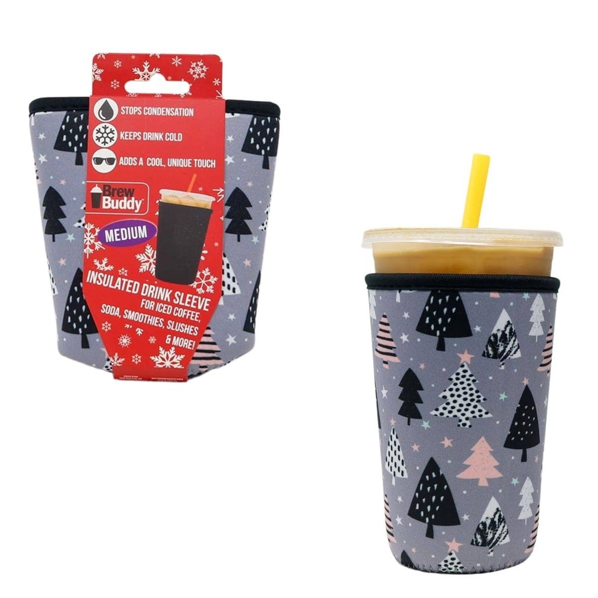 Iced Coffee Sleeve - Greyscale Trees | Simply Signs and Creative Customs