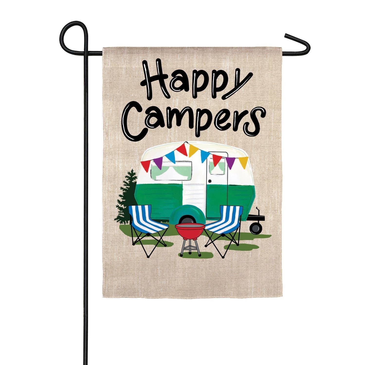 Happy Campers Travel Trailer Garden Suede Flag | Simply Signs and ...